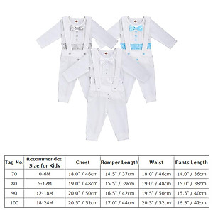 Baby Boys Baptism Christening Outfit Formal Party Wedding Tuxedo Gentleman Suit Long Sleeve Romper One Piece Bodysuit Button Overalls Suspenders Pants Bow tie Set Bib Shorts Clothes #QQ 6-12 Months