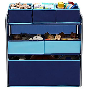 Delta Children Design and Store 6 Bin Toy Organizer, Grey/Blue