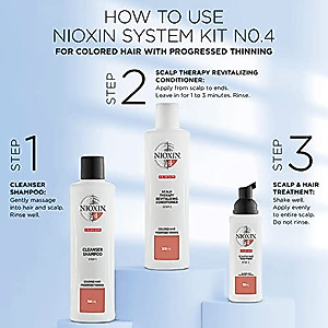 Nioxin System 4 Cleanser Shampoo, Color Treated Hair with Progressed Thinning, 33.8 Fl Oz (Pack of 1)