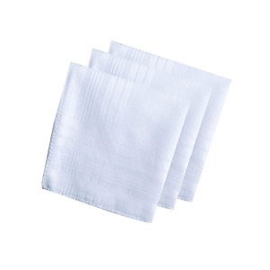 Men's Handkerchiefs 100% Cotton Solid White Hankies Set