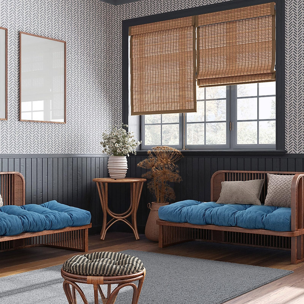 Drydiet 2 Pack Bench Cushions Non Slip Memory Foam Bench Cushion Water Resistant Outdoor Patio Bench Cushion Durable Thicken Bench Seat Pads 42x16x4 Inch Indoor Porch Wicker Sofa Swing Cushion(Blue)