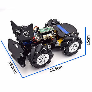 Adeept 4WD Omni-directional Mecanum Wheels Robotic Car Kit Compatible with Raspberry Pi Pico DIY STEM Remote Controlled Educational Robot Kit with LCD1602 Display and Tutorials