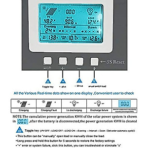 OOYCYOO MPPT Charge Controller 100 amp 12V/24V Auto, 100A Solar Panel Charge Regulator with Blacklight LCD Display Max 100V for Lead-Acid Sealed Gel AGM Flooded Lithium Battery（+1.5M LCD485）