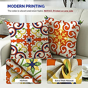 Cirzone Outdoor Pillow Covers 18x18 Set of 4 Waterproof Outdoor Pillows Couch Throw Pillow Covers Boho Decorative Pillow Covers Decorations for Patio, Garden, Home