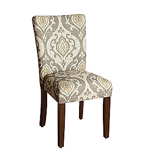 HomePop Parsons Classic Upholstered Accent Dining Chair, Set of 2, Taupe and Cream Medallion