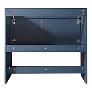 Fine Fixtures Bathroom Vanity with Integrated Ceramic Sink - Bathroom Vanity with Sink & Modern Knob Design - Bathroom Vanities with Sturdy Marble Top & Soft Closing Doors (36 Inch) Navy Blue