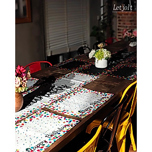 Letjolt Birthday Placemat Happy Birthday Sign Birthday Table Mats White Birthday Table Decorations Birthday Party Supplies, Set of 4