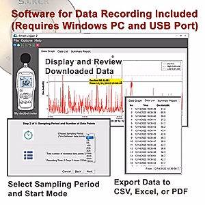 ennoLogic Decibel Meter and Recorder eS528L with Updated 2023 Software – Digital Sound Level Meter, Noise Logger and Tester – Max/Min/Hold, Range 30-130 dBA