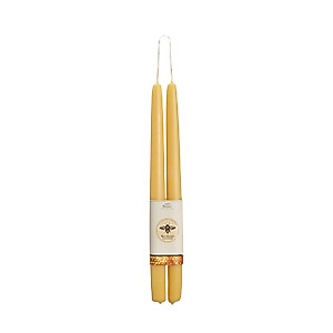 Big Dipper Wax Works Beeswax Taper Candles, Hand Dipped Pure Beeswax Candle, 12-Hour Long Burn, Natural Colored, 12" x 7/8", All Natural Rich Coloring