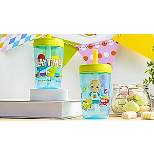 Zak Designs 15oz Cocomelon Kelso Tumbler Set, Leak-Proof Screw-On Lid with Straw Made of Durable Plastic and Silicone, Perfect Bundle for Kids, 1 Count (Pack of 1)