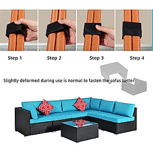SUQ I OME 6 pack Outdoor Patio Rattan Wicker Furniture Sofa Clip, Sectional Rattan Sofa Chair Module Outdoor Couch Garden Furniture Fasteners Clip Connector for tube width 2.14''