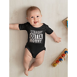 Tstars Straight Outta Mommy Newborn Girl Boy Outfits New Mom Gifts Funny Baby Bodysuit Newborn Black