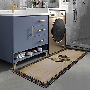 TEALP Laundry Room Decor Floor Rug Farmhouse Rooster Runner Rug for Washhouse Laundry Floor Mat Durable Waterproof Mat Non-Slip Doormat Kitchen Rug 20"x59"