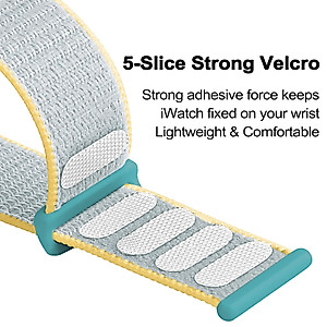 4 Pack Nylon Sport Band Compatible with Apple Watch Band 38mm 40mm 41mm Women Men, Adjustable Stretchy Solo Loop Strap for iWatch Series Ultra/SE/9/8/7/6/5/4/3/2/1, Black/White/Plum/Sunshine