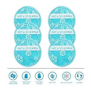 OLESILK Small Hot Cold 6 Packs, Reusable Round Gel Beads Ice Pack with Cloth Backing, Hot and Cold Therapy for Breastfeed Injury, Kids Pain Relief, Headache, Tired Eyes, Wisdom Teeth, Sinus Relief