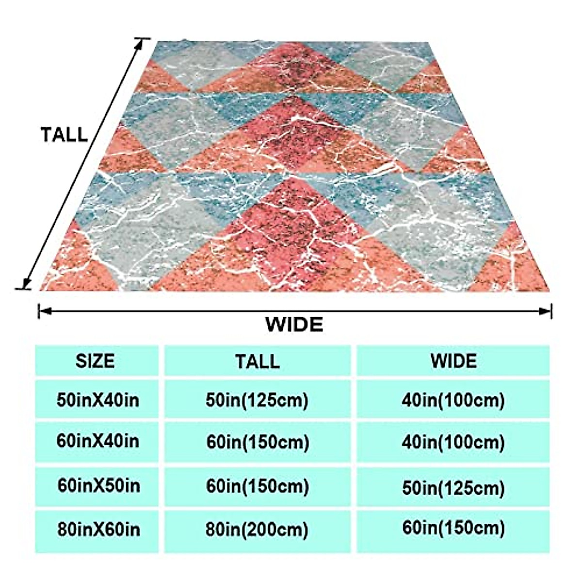 Christmas Blanket 40x60 Inches Warm Cozy Blanket Soft Flannel Blanket Throws Compatible with Marble Geometric Triangle Red for Living Room Sofa Beding Couch Travel Camping All Seasons
