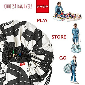 Play & Go Drawstring Play Mat Storage Bag for Children - Kids Toy Storage Organizer - Drawstring Toy Bag - Large 55" Play Mat for Toddlers Toys and Bag for Storage - Roadmap