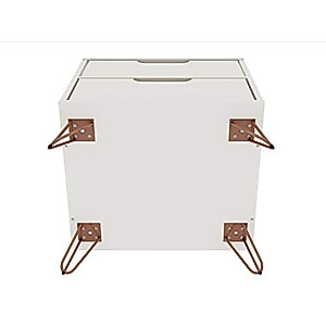 Manhattan Comfort Rockefeller Nightstand with Drawers, Mid Century Modern Bedside Table, Minimalist Display and Storage Organizer, Ideal for Bedroom and Living Room, Off-white