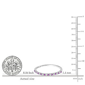 Dazzlingrock Collection 10K Round Amethyst & White Diamond Ladies Anniversary Wedding Band, White Gold, Size 5