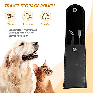 starfa lab Premium Tick Remover Tool Kit, Stainless Steel Tick Remover and Tweezers with Storage Pouch, Perfect Tick Remover for Dogs Cats or Humans (Black)