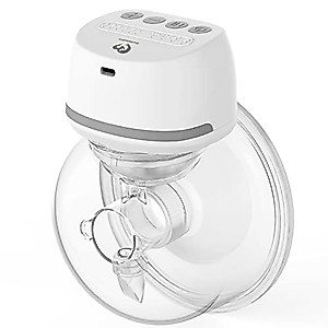 Bellababy Wearable Breast Pump Hands Free Low Noise, Breastfeeding Electric Breast Pump Comes with 24mm Flanges, 4 Modes & 6 Levels Suction, 1PC Gray