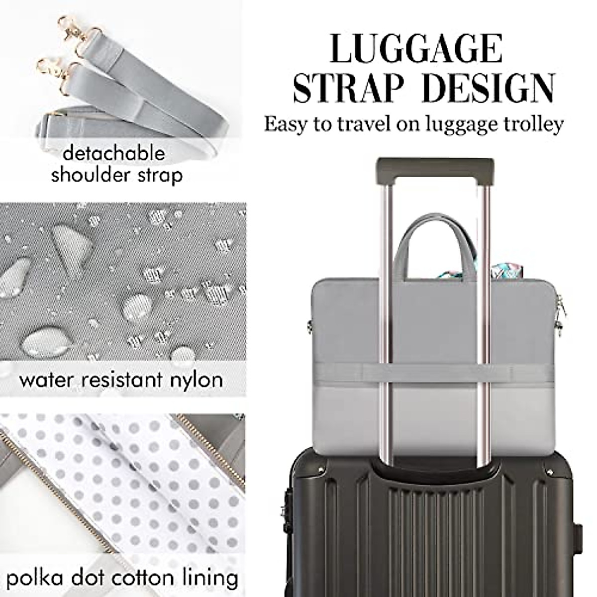 Laptop bag Women's 15.6-Inch Cross-body Business 16 Lightweight Simple Handheld Liner Case (Grey)