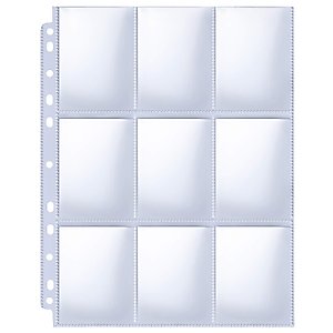 HERKKA Trading Card Sleeve Pages, 100 Pack 9 Pocket Album Pages 11 Holes Fit 3 Ring Binder