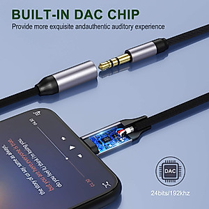 USB-C to 3.5mm DAC Audio Adapter - 3.3ft Aux Cable & Headphone Jack for Google Pixel 7/6/5/4/3/2 XL, Samsung Galaxy S23/S22/S21/S20 FE Ultra, Note 20/10, S9/S8 & More - Car & Home Compatible