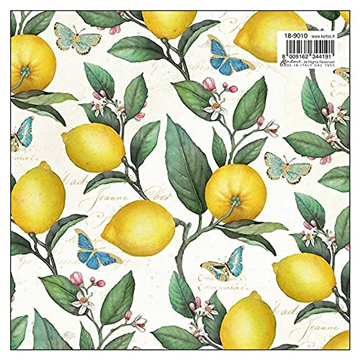 Kartos Lemons & Leaves Italian Wrapping Paper, Folded
