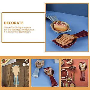 Cabilock 2Pcs owl spoon rest spatula holder kitchen spoon rest Porcelain Spoon Rest Farmhouse Spoons Holder chopstick stand house accessories for home teaspoon rest ceramics tray desktop
