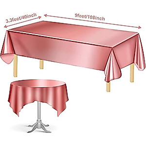 2 Pack Rose Gold Foil Tablecloth Table Cover Shiny Tablecloth for Party Wedding, Birthday, Baby Shower, Girl’s Night, Anniversary, Thanksgiving, Christmas, 40 x 108 Inches
