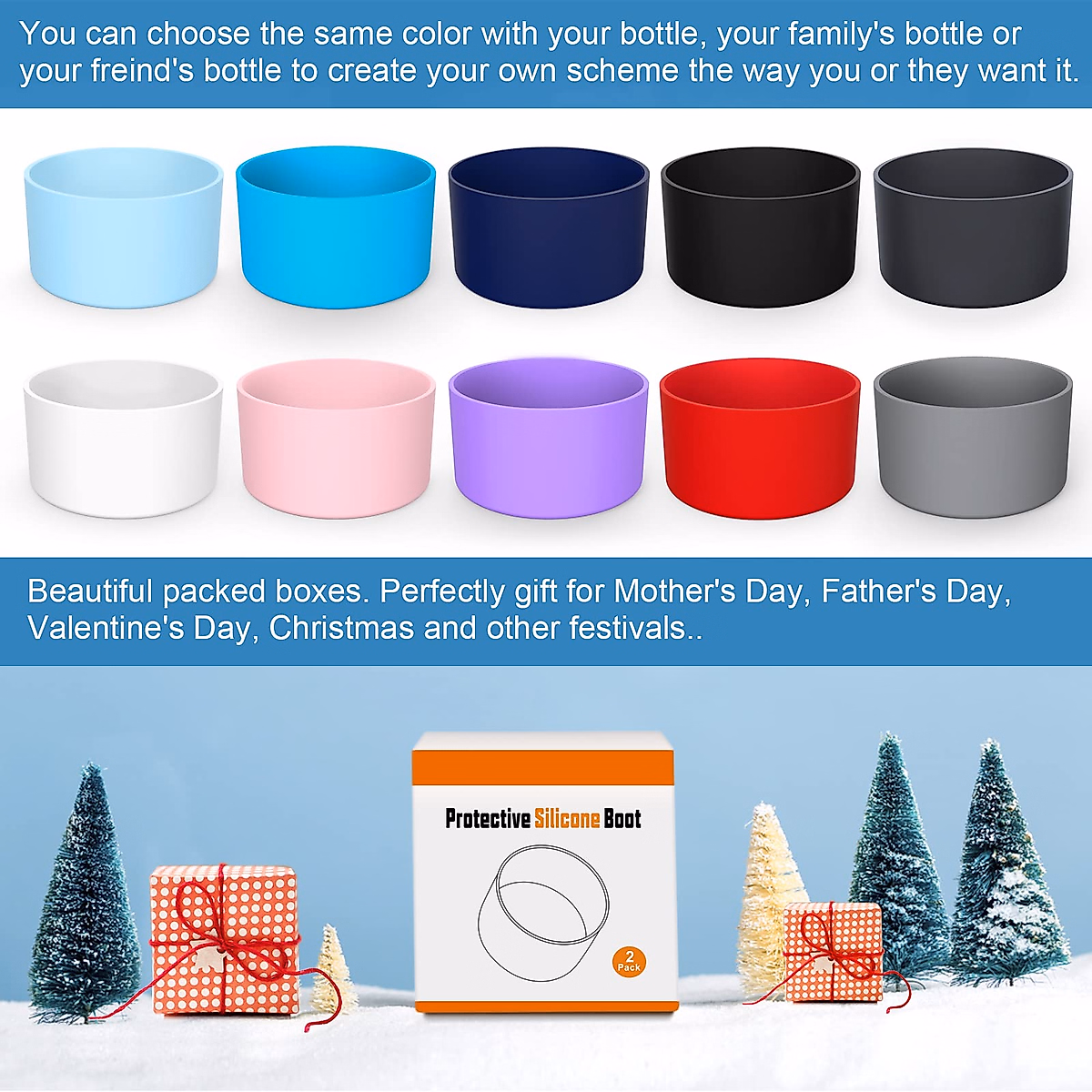 25 Colors Silicone Boot for Stanley 40 oz Quencher & IceFlow 20oz 30oz, 2 PCS Protective Tumbler Cup Boot Sleeve Water Bottle Accessories, BPA-Free Anti-Slip Bottom Cover, Dishwasher Safe