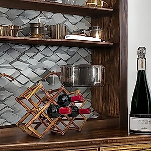 VGWHY Wine Rack, Wooden Wine Rack for 10 Bottle, Free Standing Wine Storage Racks Foldable for Kitchen, Party, Home Kitchen Bar Cabinets (Brown)