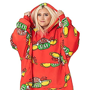 Friends Central Perk Vuddie Oversized Blanket Hoodie Women Ladies Red Fleece One Size