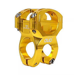 Bicycle Handlebar Stems 35MM Aluminum Alloy CNC Ultra Light Hollow Short Handlebar Riser for Most Bicycle, Road Bike, MTB, BMX, Fixie Gear, Cycling (Gold)