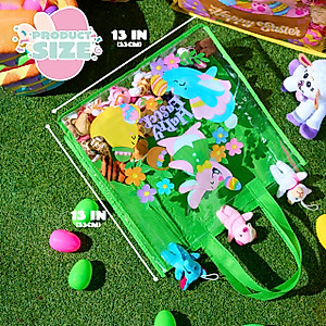 JOYIN 6 Pcs Easter Gift Bags, 13" x 13" x 4" Big Size Non Woven Easter Goodie Bags Party Treat Bags with Handles for Easter Egg Hunt, Reusable Easter Rabbit Bunny Bag for Kids Party Favor Supplies