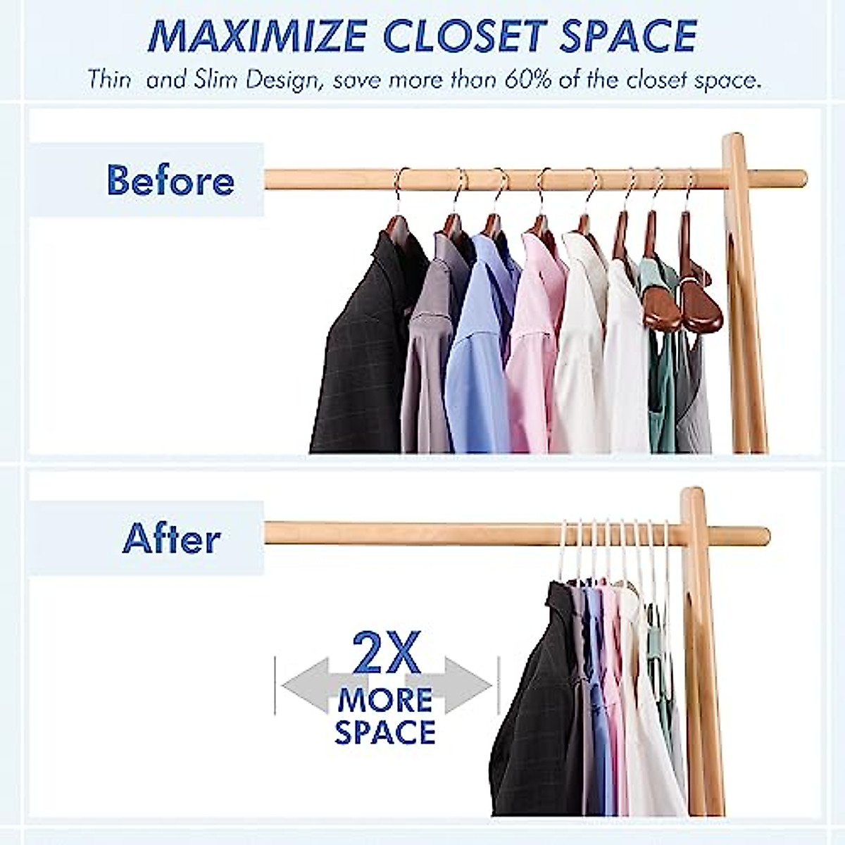 HOUSE DAY White Plastic Hangers 50 Pack, Plastic Clothes Hangers with Hooks, Space Saving Plastic Coat Hangers for Closet, Clothing Hangers Adult Hangers for Shirts, Coats, Skirt, Dress