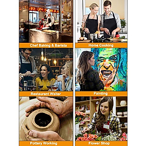 YIUJEFDA Black Aprons for Women Men with Pockets Adjustable Straps Waterproof Cute Canvas Kitchen Cooking Apron for Chef Waitress Server Painting Artist Mother Gifts