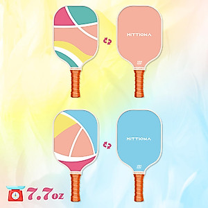 HITTIONA Pickleball Paddles - Fiberglass Pickleball Paddles Set of 2, USAPA Approved Pickle Ball Rackets 2 Pack with 4 Pickleball Balls, 1 Pickleball Net Bag, Paddles Ball Set for Beginners