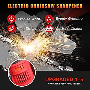 SARRED Electric Chainsaw Sharpener Kit, Handheld Portable 180W Power Chain Saw Sharpen Tool Set, Multi-Purpose Blade Sharpening File with 58 Accessories for Chain Sharpening, Crafting Projects