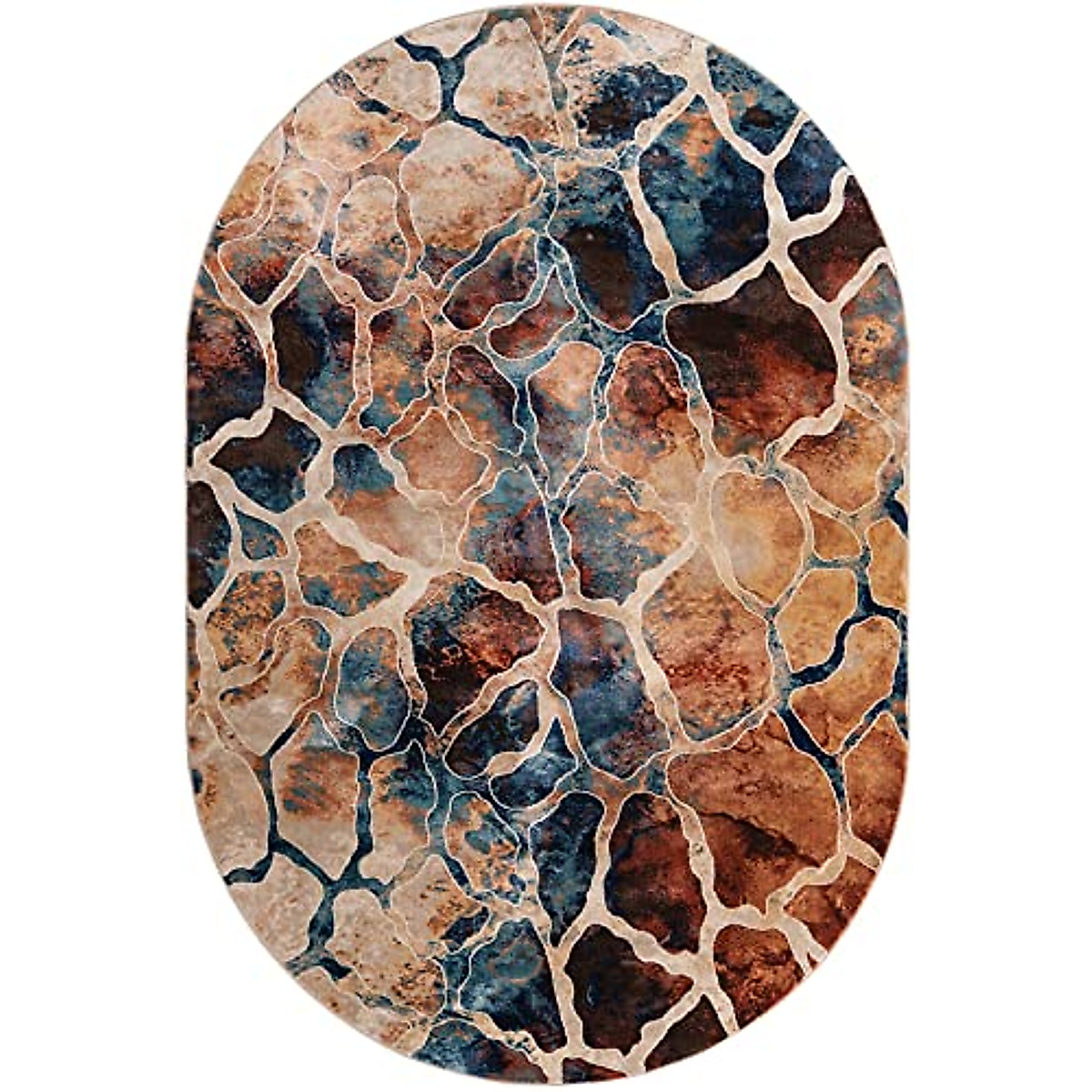 Unique Loom Mystic Collection Area Rug - Fitz Roy (6' 1" x 9' Oval, Brick Red/Brown)