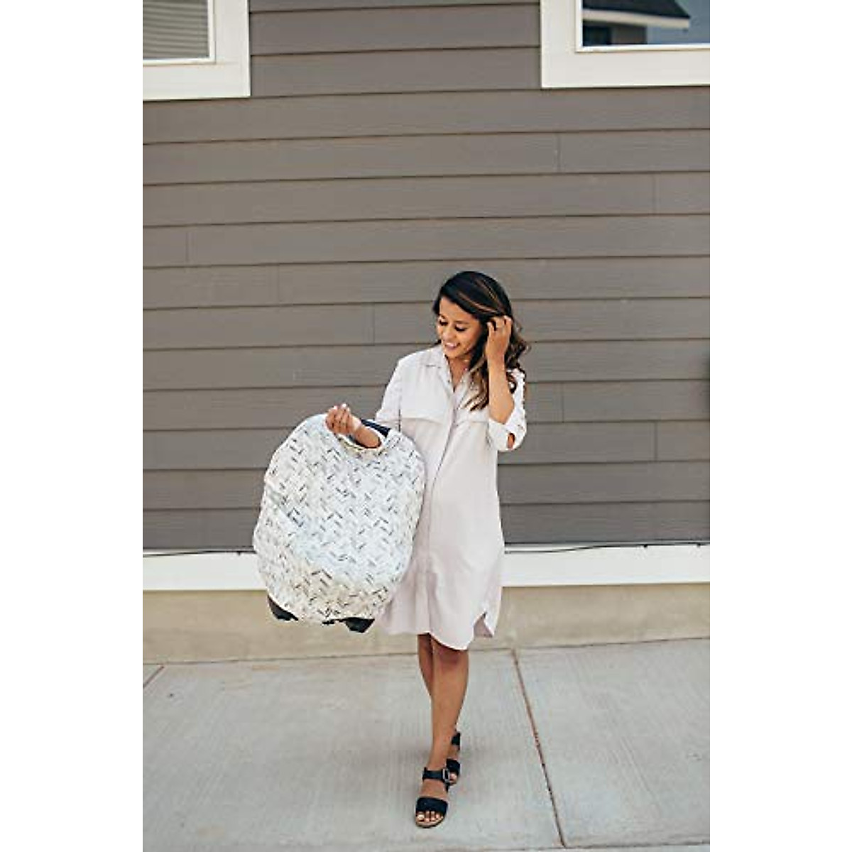 Baby Car Seat Cover Canopy and Nursing Cover Multi-Use Stretchy 5 in 1 Gift "Alta" by Copper Pearl