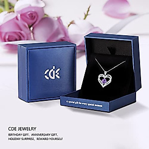 CDE Forever Love Heart Women Necklace 925 Sterling Silver Rose Gold Plated Birthstone Pendant Necklaces for Women with Cubic Jewelry Gifts Birthday Gift for Mom Women Wife Girls Her