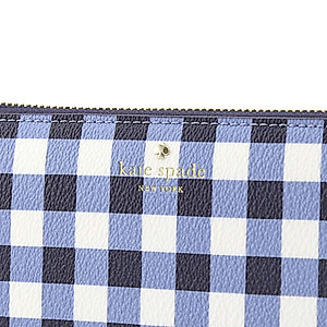 Kate Spade Hyde Lane Gingham Michele Zip Around Wallet New Navy/White