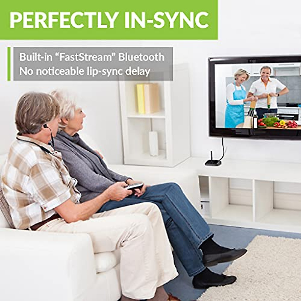 Avantree HT5006 Wireless Earbuds for TV Listening, Passthrough Support, 20Hrs Neckband Headphones with Bluetooth Transmitter for Optical Digital, RCA, 3.5mm AUX TVs, Plug n Play, No Audio Delay