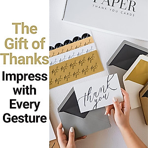BornPaper Thank You Cards with Envelopes - Luxury 120 Pack, Gold-Foil-Stamped Interiors & Matching Stickers – Over 64 Unique Combinations, Ideal for Business, Wedding, Graduation, Bridal & Baby