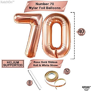 KatchOn, XtraLarge Rose Gold Fringe Curtain - Pack of 2 | Rose Gold Backdrop, 70 Rose Gold Balloon | 70th Birthday Decorations for Women and Bachelorette Party Decorations