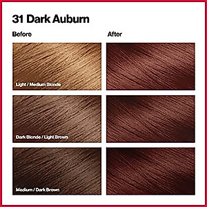 Permanent Hair Color by Revlon, Permanent Red Hair Dye, Colorsilk with 100% Gray Coverage, Ammonia-Free, Keratin and Amino Acids, Red Shades, 31 Dark Auburn (Pack of 3)