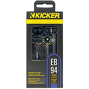 KICKER Microfit 46EB94 Wired Earbuds | in-Ear Noise-Isolating Earphones Silicone Ear Tips 3 Sizes | in-Line Mic and Multi-Function Button | Clear Crisp Treble