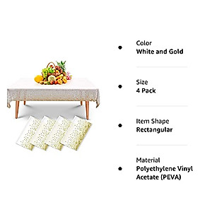 Glitz&Gather Heavy Duty Plastic Table Cloth For Parties Disposable 4 Pack, 54''x108'' for Rectangle Table |Decorative Durable,Waterproof & Wrinkleless Gold TableCloth |Plastic Table Cover For Weddings